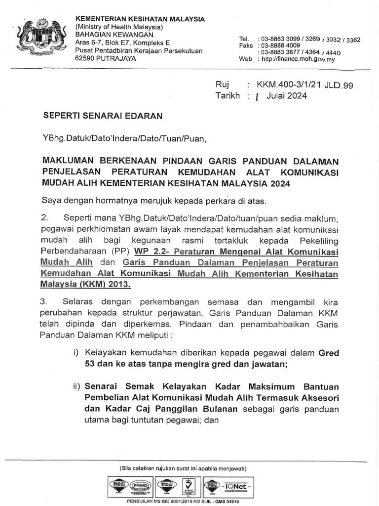 Makluman Berkenaan Pindaan Garis Panduan Dalaman Penjelasan Peraturan ...