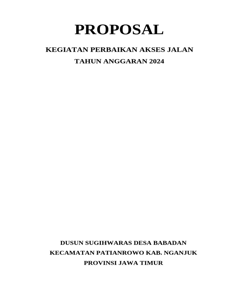 Proposal Perbaikan Jalan Babadan Pdf