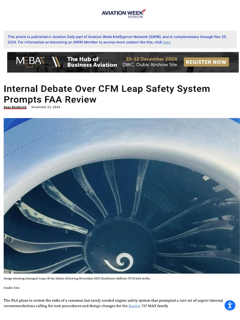 CFM Leap Safety System Prompts FAA Review | PDF