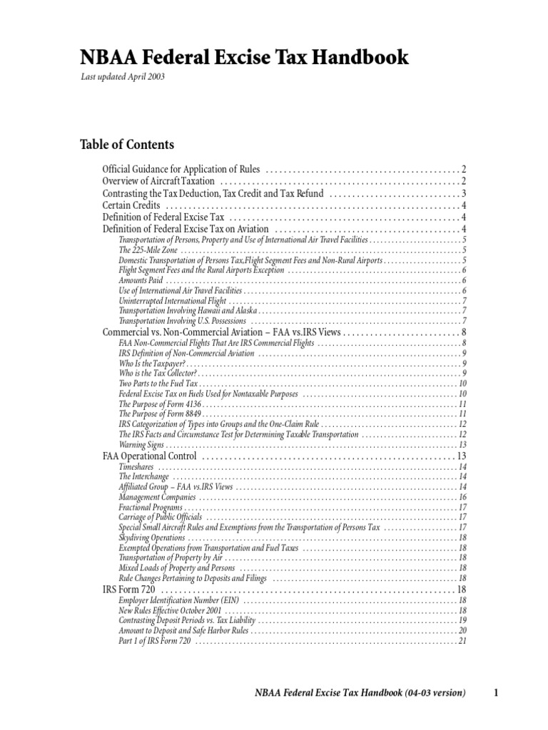 NBAA Excise Tax Overview Guide | PDF | Taxes | Tax Deduction