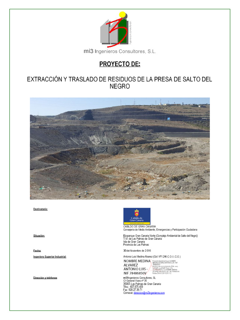 Proyecto Residuos Presa Salto Del Negro DEF | PDF | Residuos | Vertedero