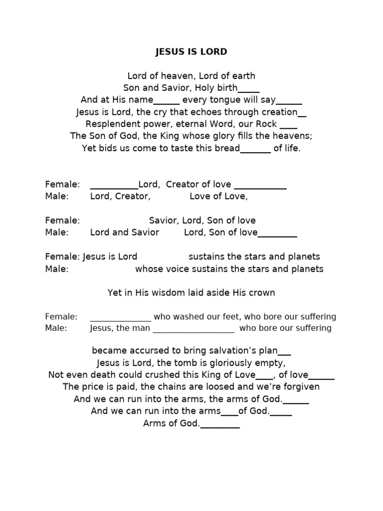 Jesus Is Lord: Lyrics and Themes | PDF