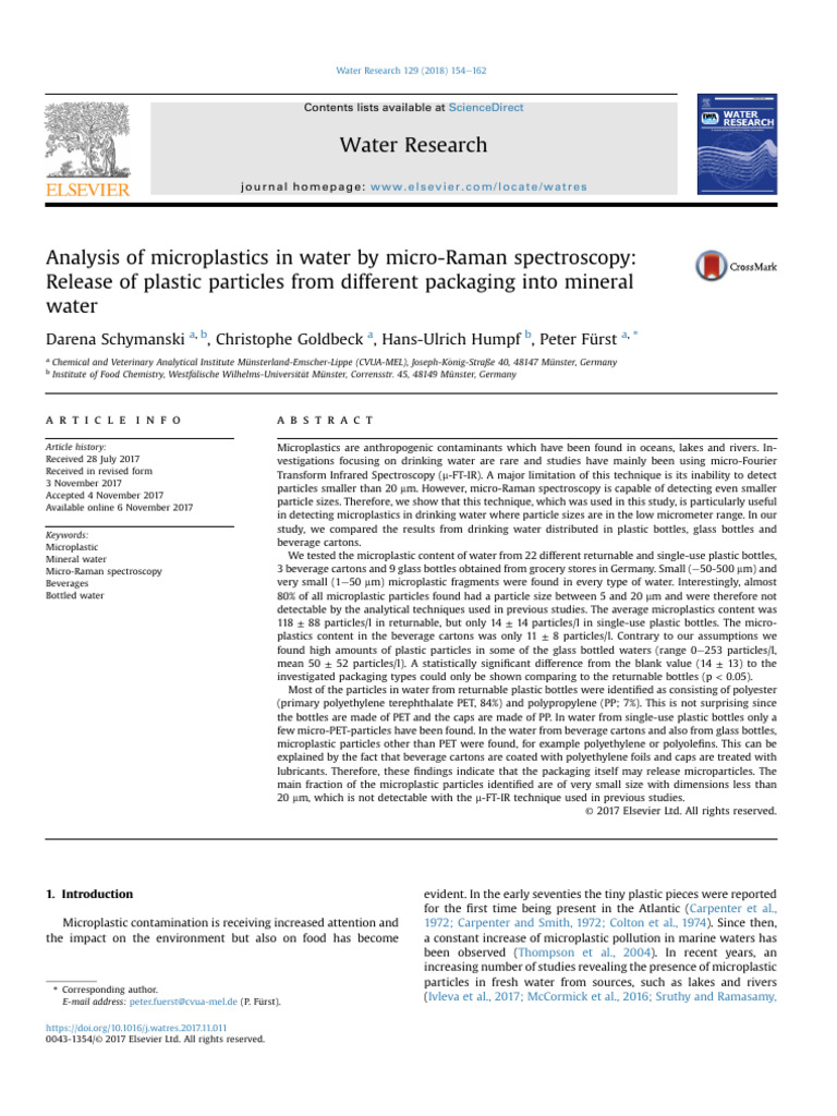 Analysis Of Microplastics In Water By Micro Raman Spectros Pdf