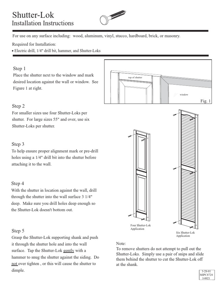 Install Shutter Lok | PDF