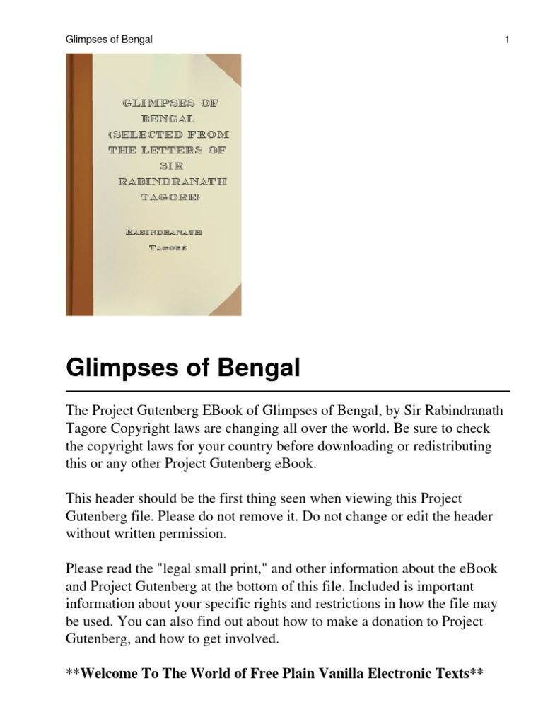 Rabindranath Tagore - Glimpses of Bengal - Selected From The Letters of ...