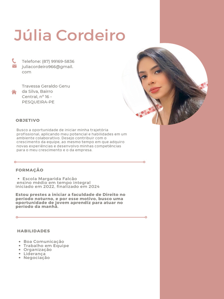 Currículo - Júlia Cordeiro | PDF