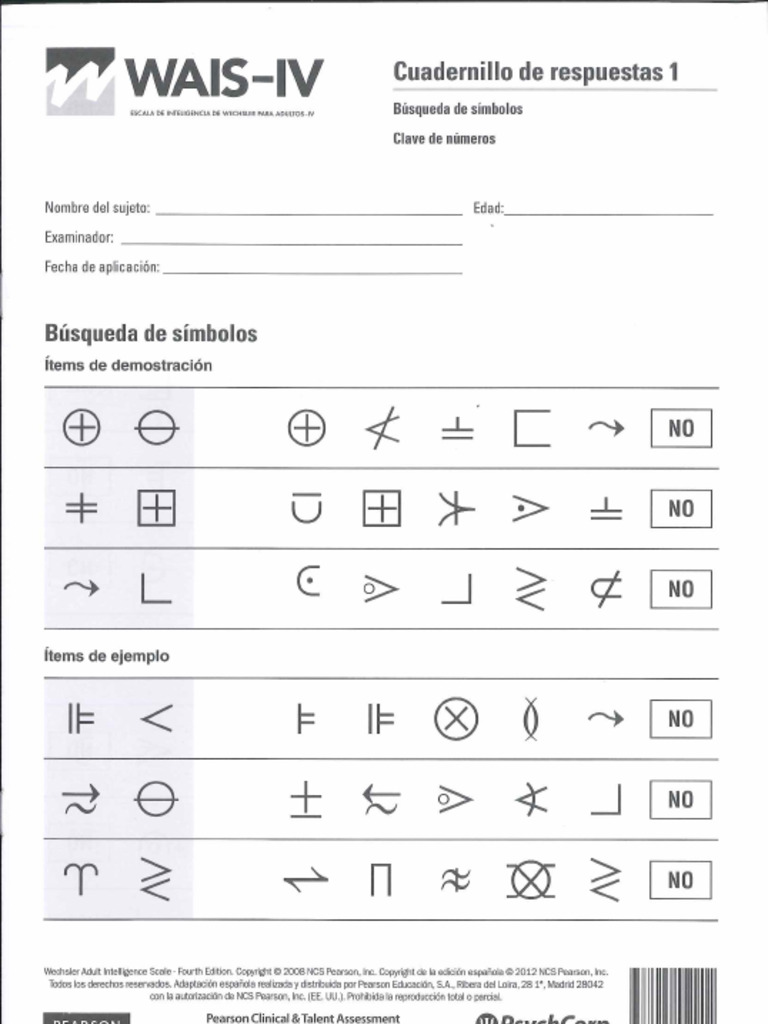 Cuadernillo de Respuestas 1 Wais IV | PDF