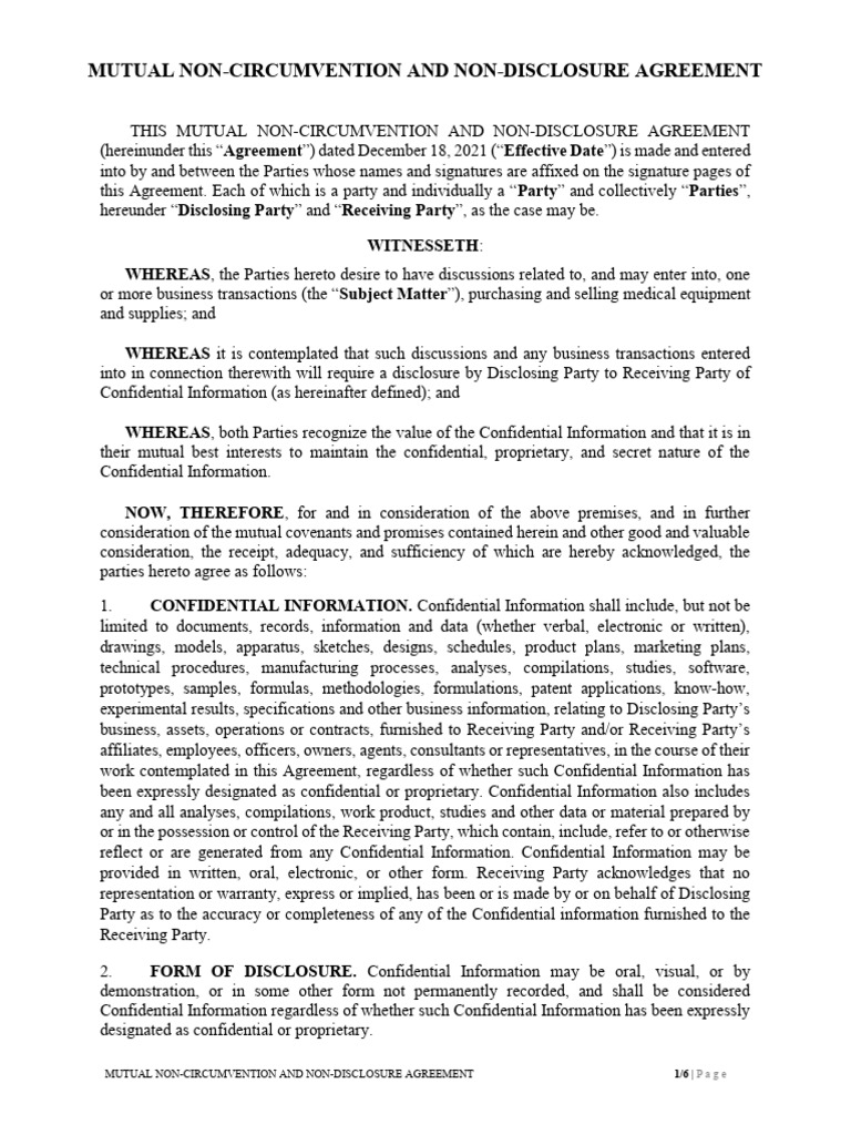 Commodity Ncnda Form | PDF | Legal Remedy | Indemnity