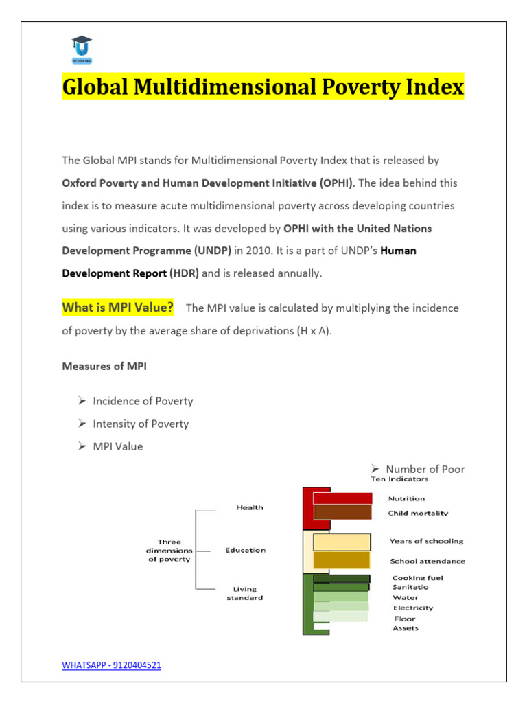 Global Multidimensional Poverty Index | PDF | Standard Of Living ...