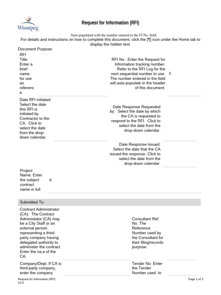 Request For Information (RFI) v2.0 | PDF | Request For Information