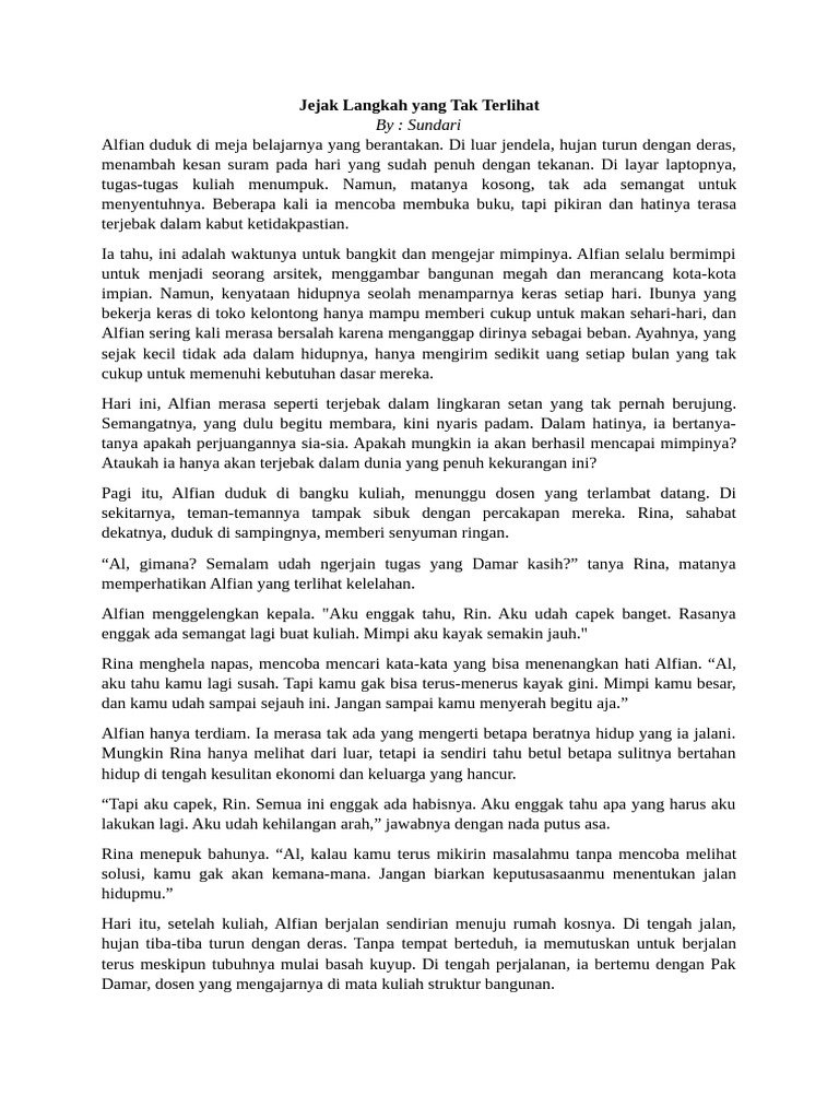 Flash Fiction - Sundari - Jejak Langkah Yang Tak Terlihat - 937 | PDF