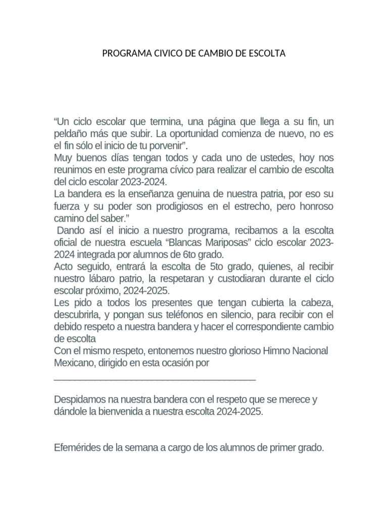 Programa Civico de Cambio de Escolta | PDF
