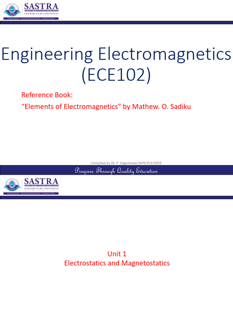 Lec1 - Electrostatics, Point Charges, Coulomb's Law, Electrostatic ...