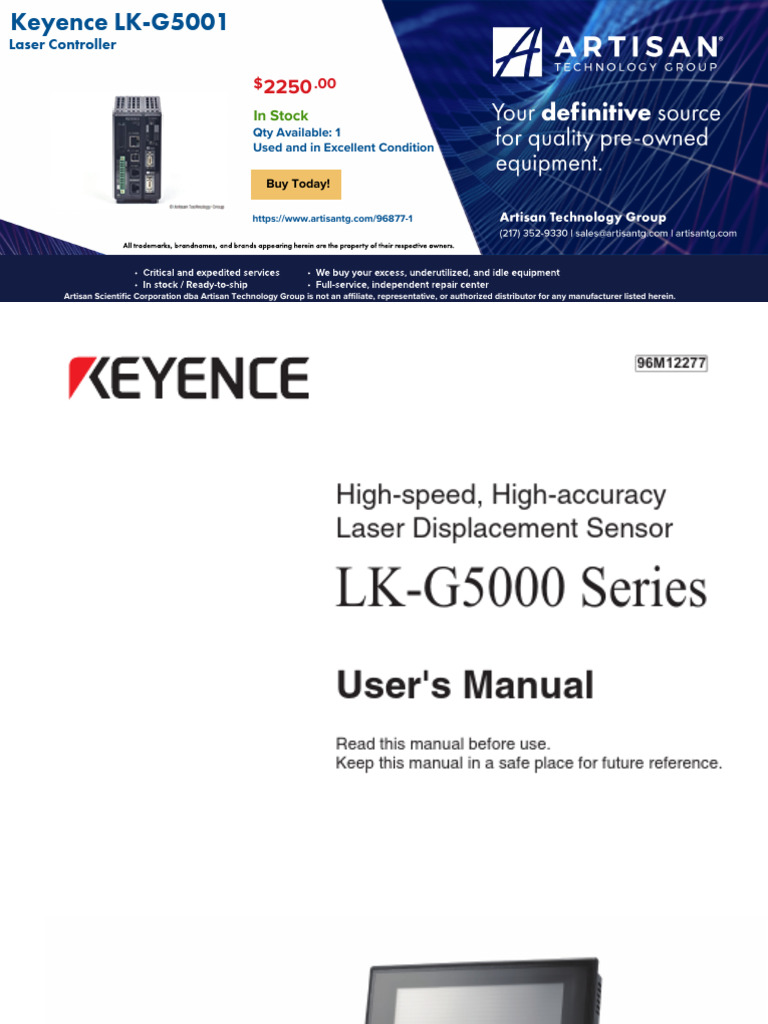 Keyence LK G5001 Manual 2021915103438 | PDF | Electrical Engineering | Electronics