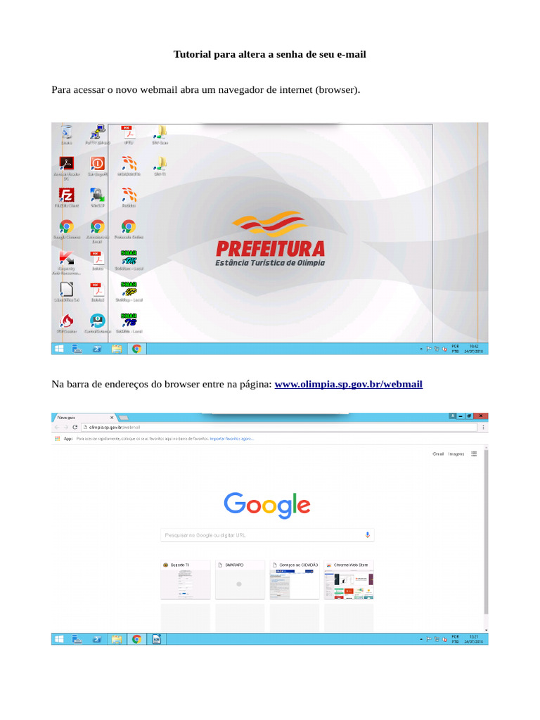 Tutorial Alterar Senha Email | PDF