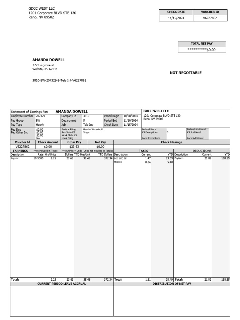 Employee Pay Statement | PDF | Taxes | Government Finances