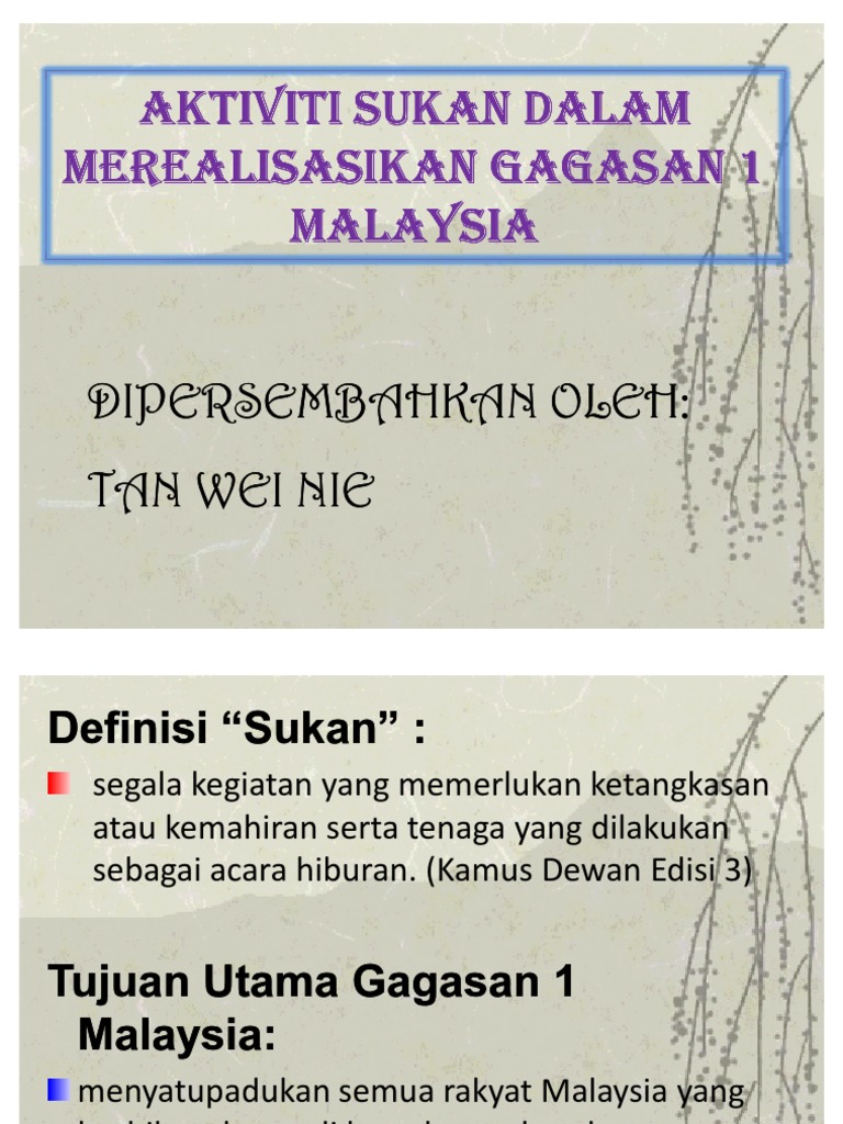 Aktiviti Sukan Dalam Merealisasikan Gagasan 1 Malaysia | PDF