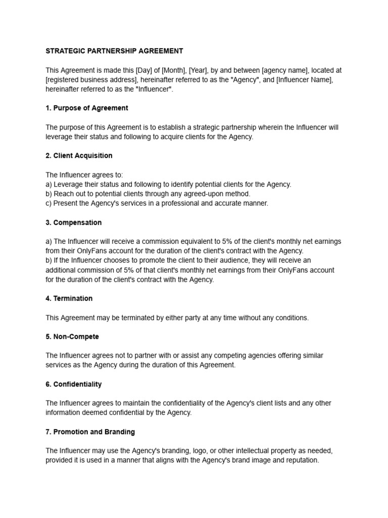 Strategic Partnership Agreement Template | PDF