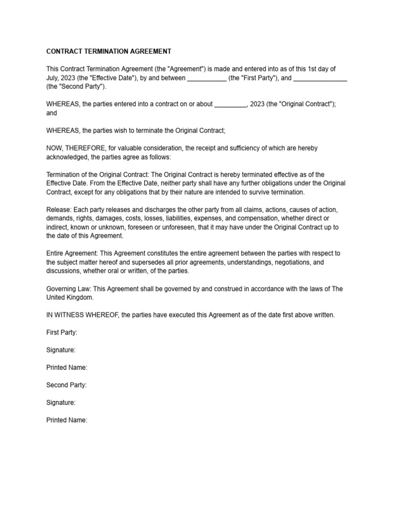 Contract Termination Agreement | PDF