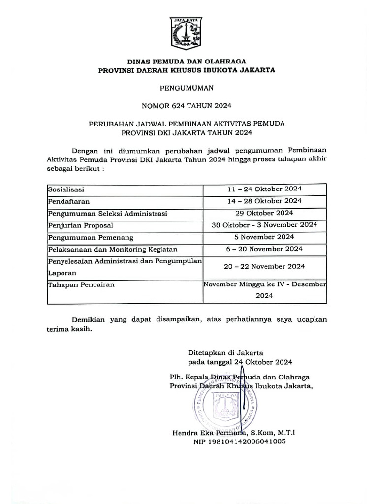 Pengumuman Perubahan Jadwal Pap 2024 | PDF