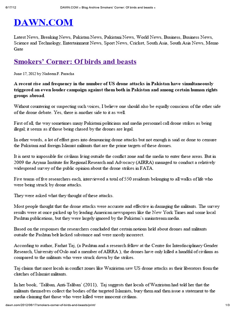 Smokers Corner Of birds and beasts | PDF