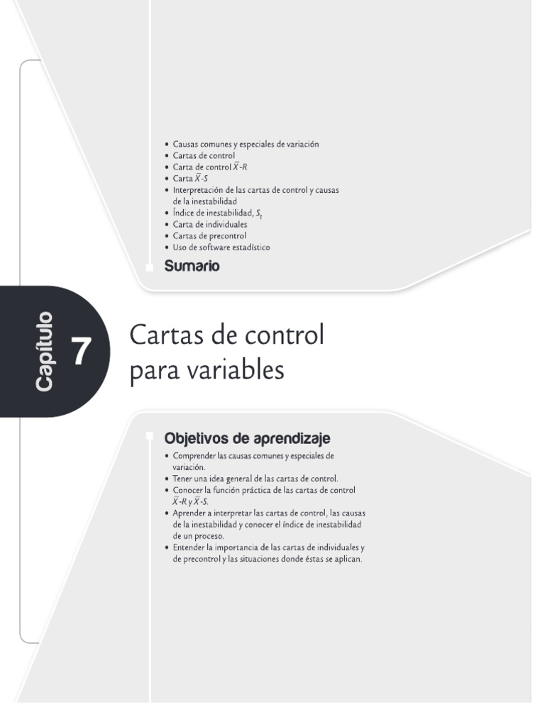 Cap. 7 - Cartas de Control para Variables | PDF