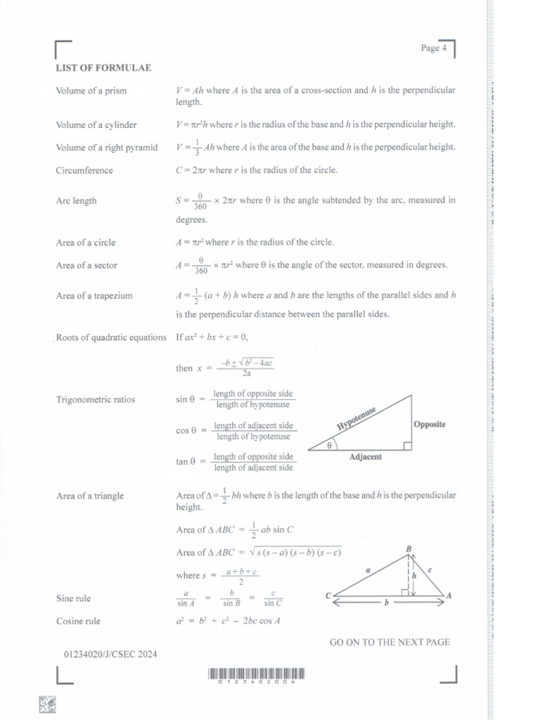 CSEC Math Jan 2024 1 | PDF