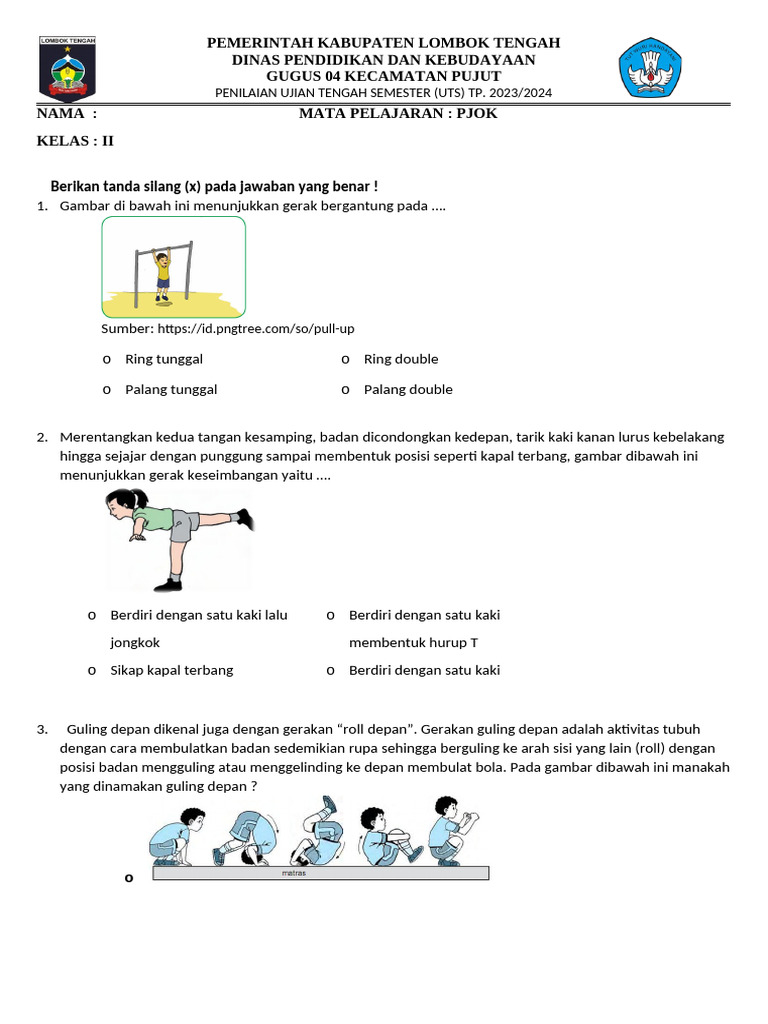 Soal PTS 2 PJOK Kelas 2 K13 | PDF
