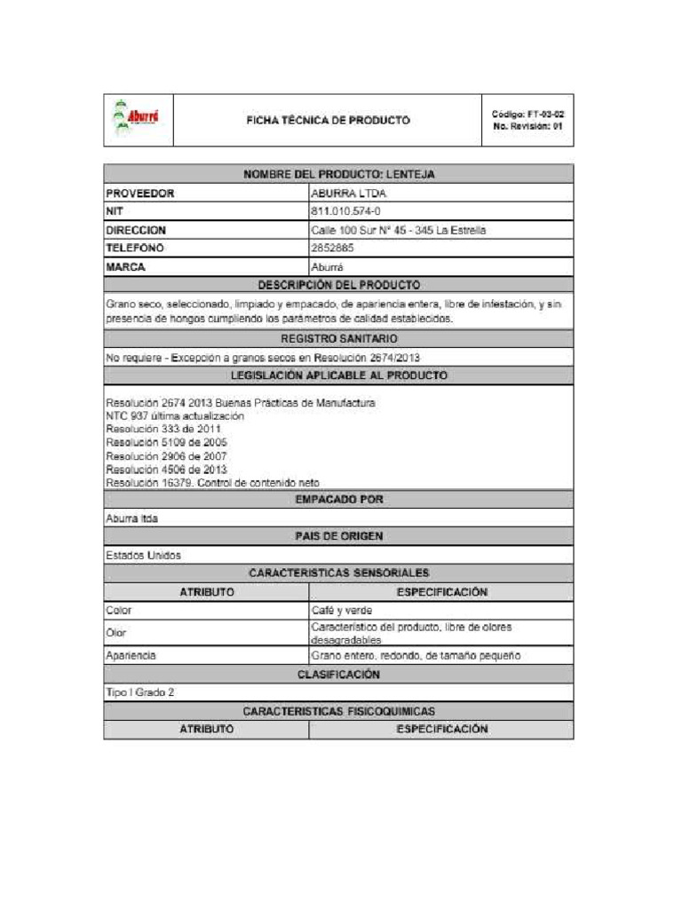 F.T Lenteja Aburra | PDF