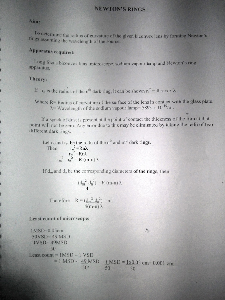 Newton's Rings | PDF