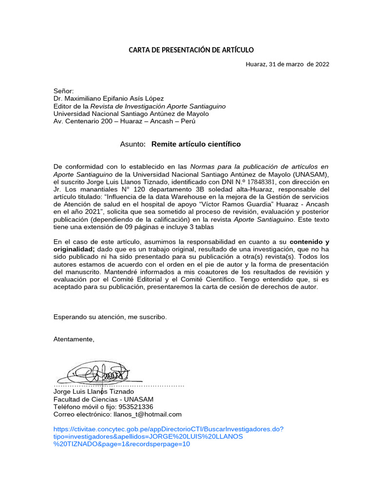 Carta de Presentación | PDF