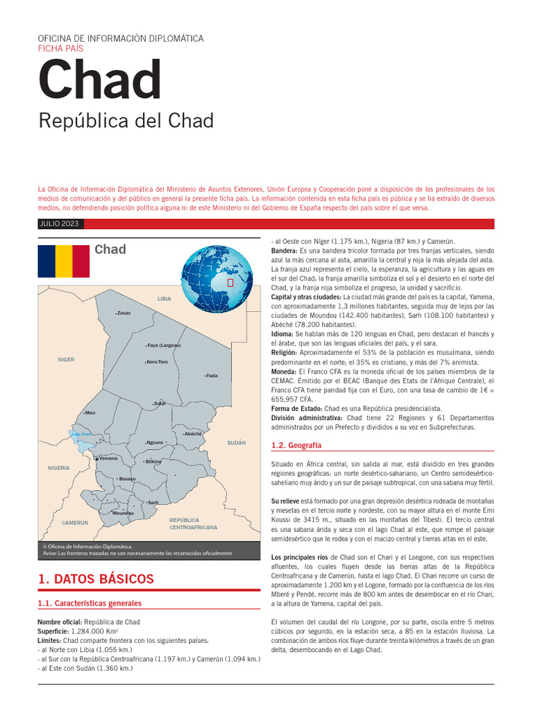 Ficha País: Chad | PDF | Chad | Libia