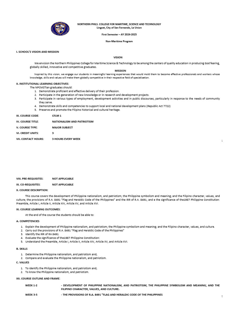 SYLLABUS IN CFLM 1 | PDF