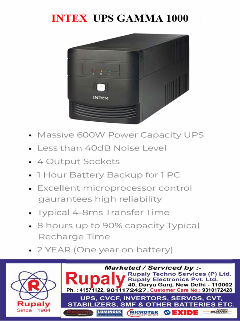 Intex 1 Kva Gamma Ups | PDF