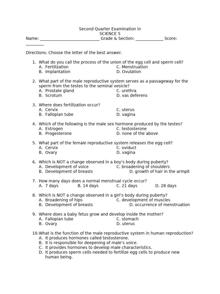 SCIENCE 5 Q2 PT | PDF | Flowers | Reproductive System