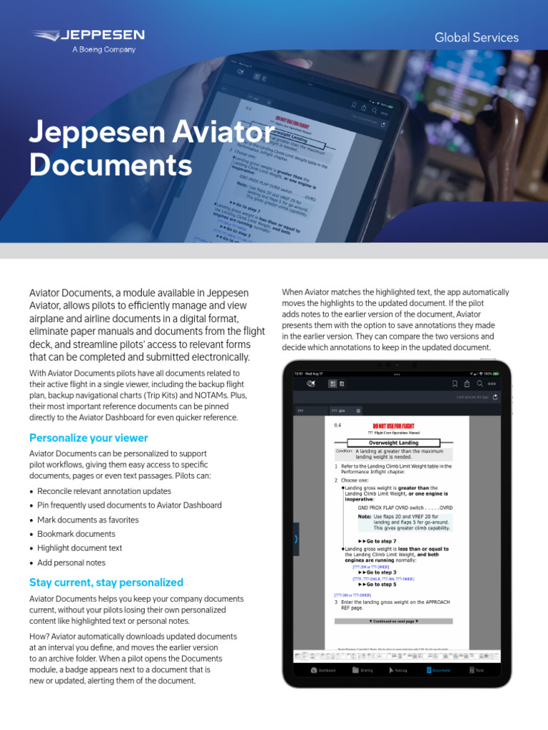Product - Sheet - Jeppesen Aviator 3.8 Documents Module | PDF ...