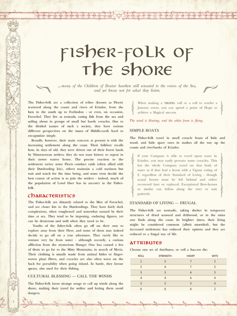 Fisher-folk of Eriador: Culture & Traits | PDF