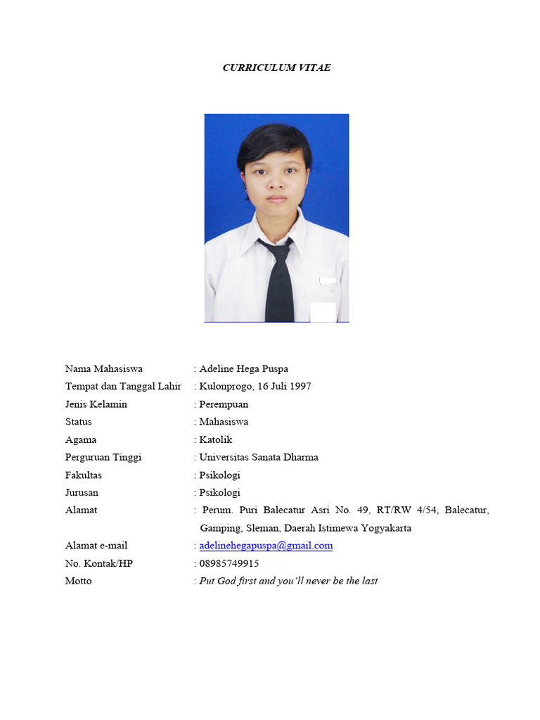 Curriculum Vitae Adeline Hega Puspa | PDF