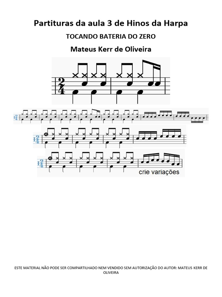Partitura - Aula 3 - Hinos Da Harpa | PDF