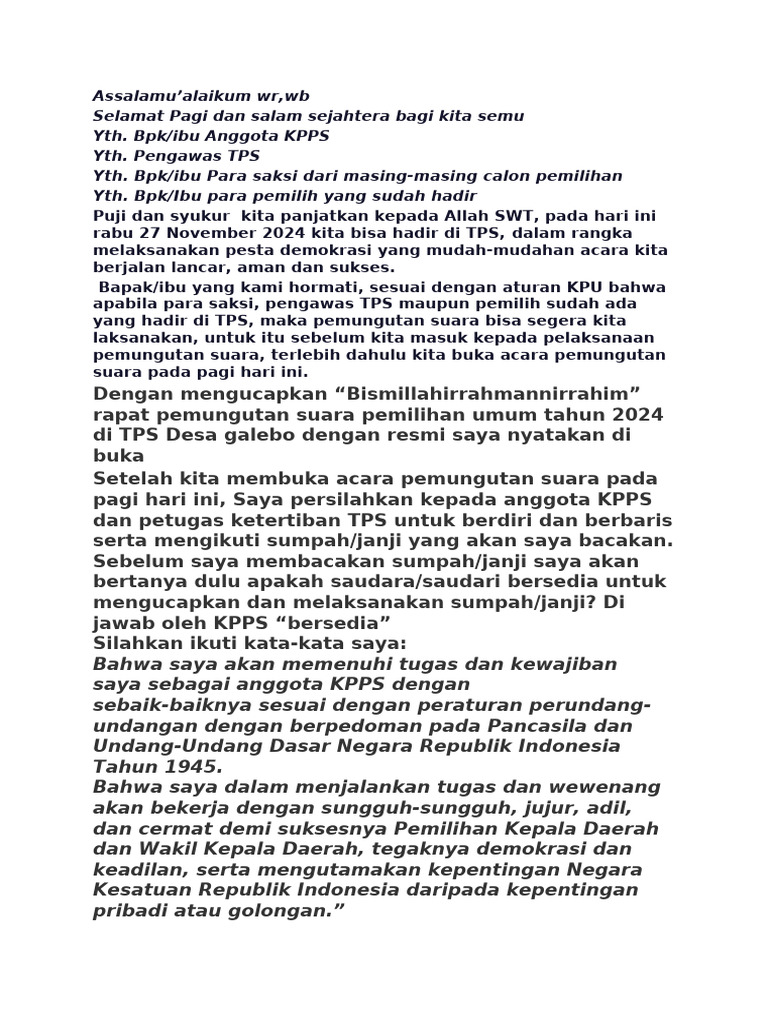 Susunan acara pilkada | PDF