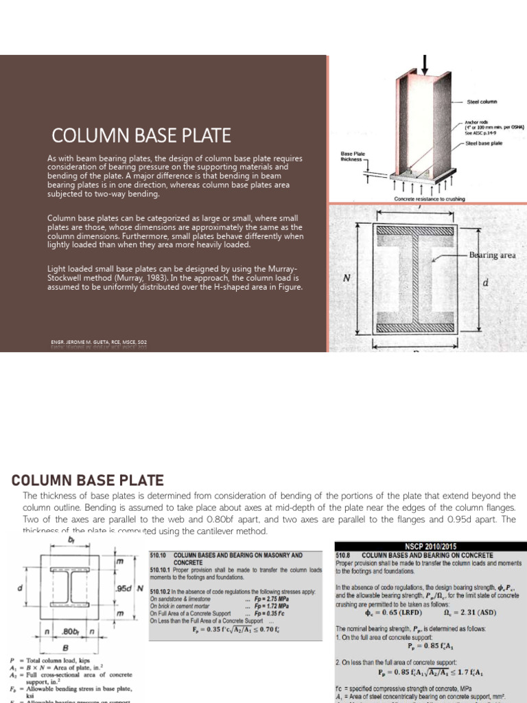 Column Base Plate - DSS | PDF | Bending | Column