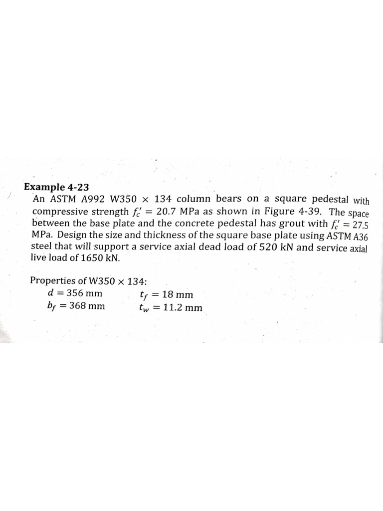 Column Base Plate Problems | PDF