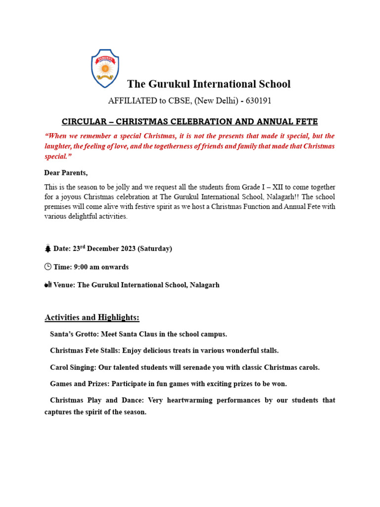 Christmas Circular | PDF