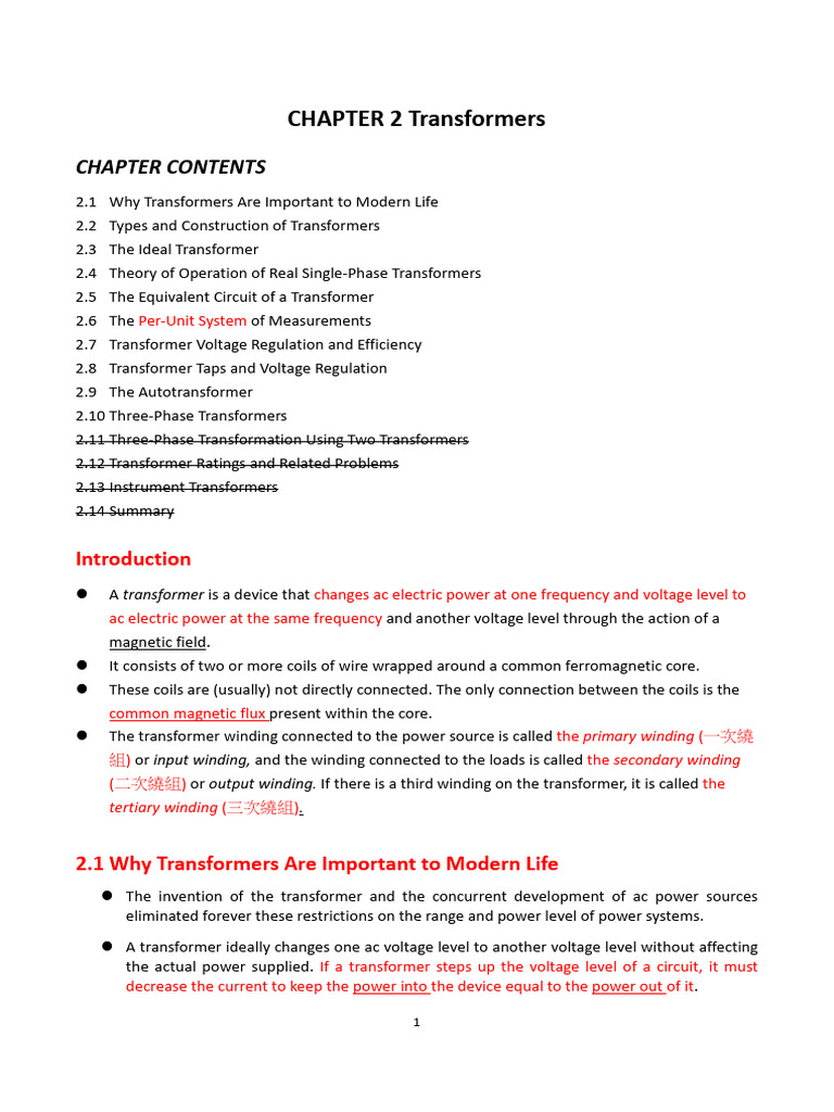 1131 - KC - CHAPTER 2 Transformers | PDF | Transformer | Electrical Impedance