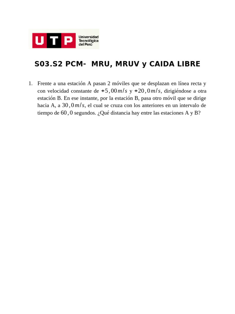 S03_s2 Sol PCM MRU, MRUV y Caida Libre S - 39432_APGLGA | PDF