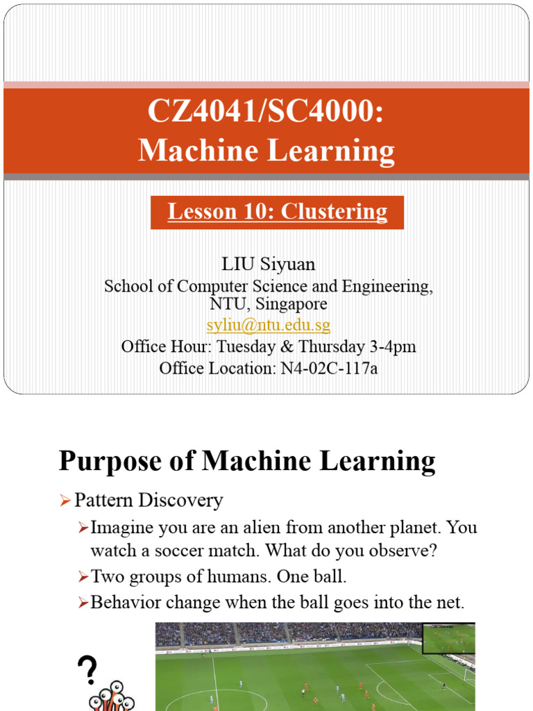 Cz4041 10 Clustering Pdf Cluster Analysis Statistical Classification