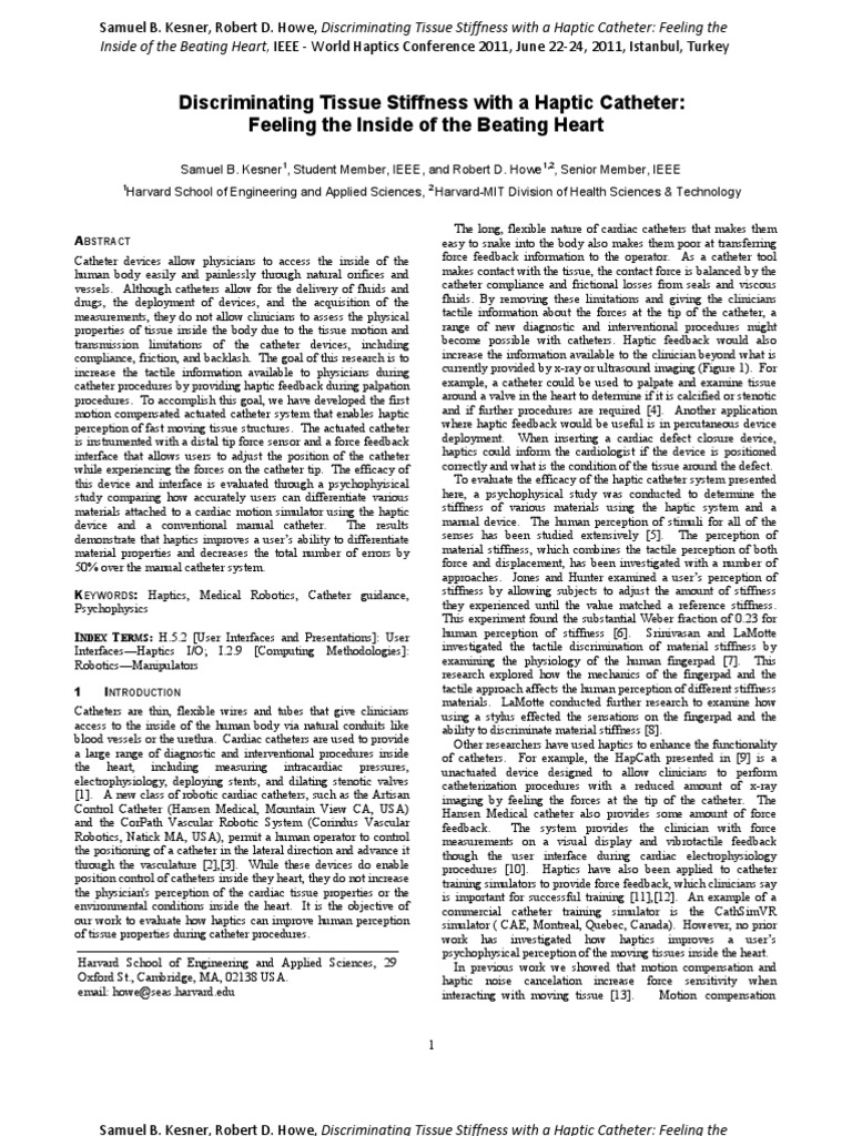Kesner World Haptics 2011 | PDF | Perception | Heart
