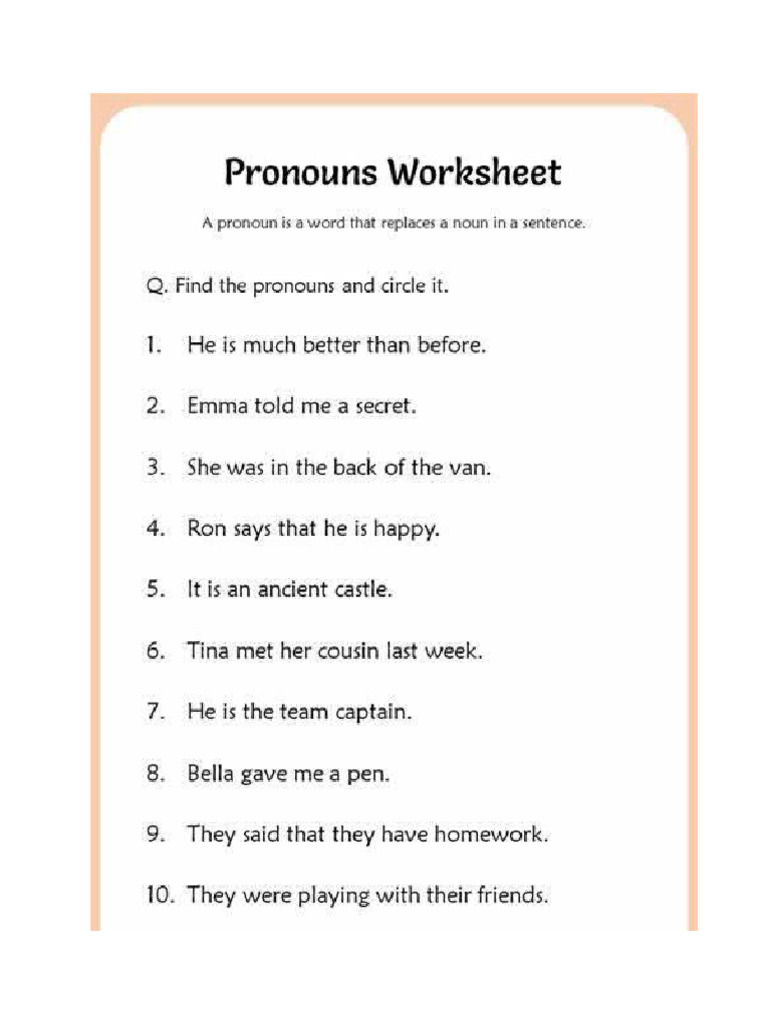Pronoun Worksheet | PDF