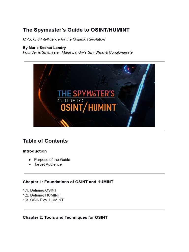The Spymasters Guide To Osint Humint Pdf Threat Computer Vulnerability Computing