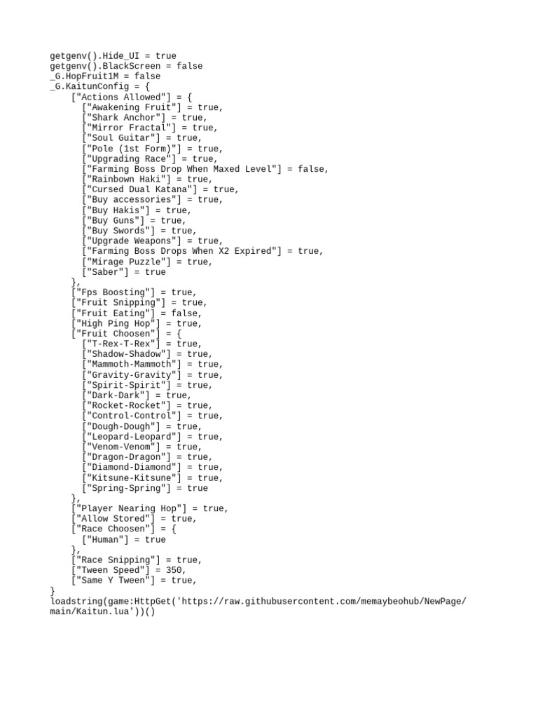 Roblox Script: Kaitun Config Guide | PDF